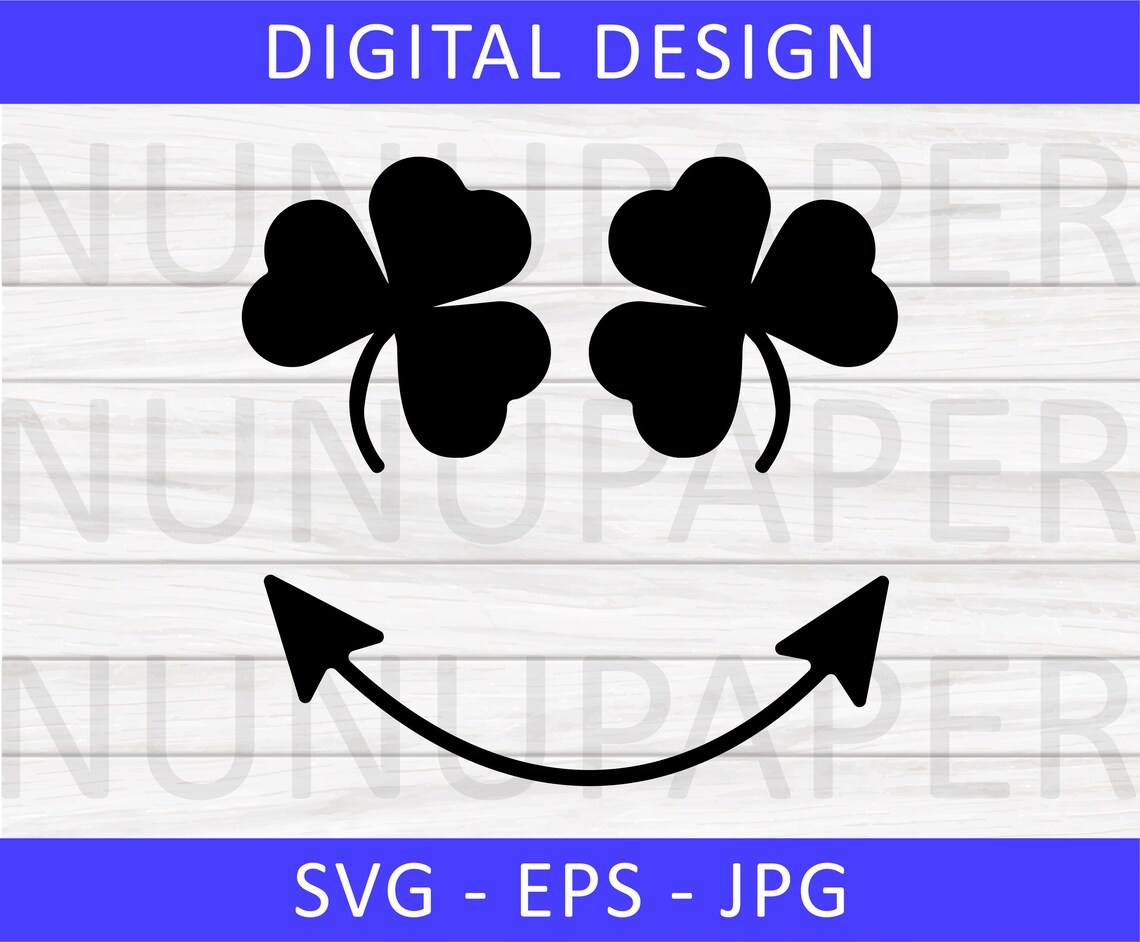 Clover Smiley SVG, Lucky Smiley Face Svg, Smiley Clover SVG, Smiley ...