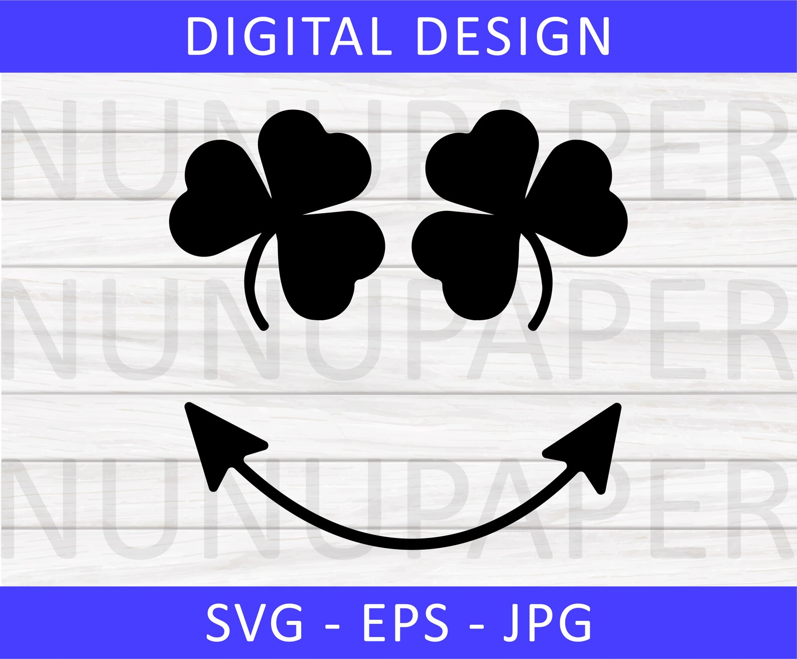 Clover Smiley SVG, Lucky Smiley Face Svg, Smiley Clover SVG, Smiley ...