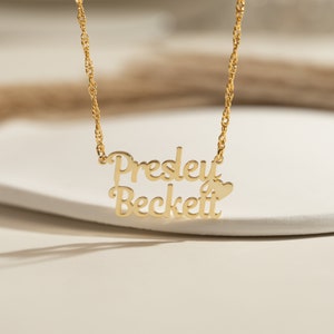 Custom Two Name Necklace,gold Couple Name Necklace,kids and Mom ...