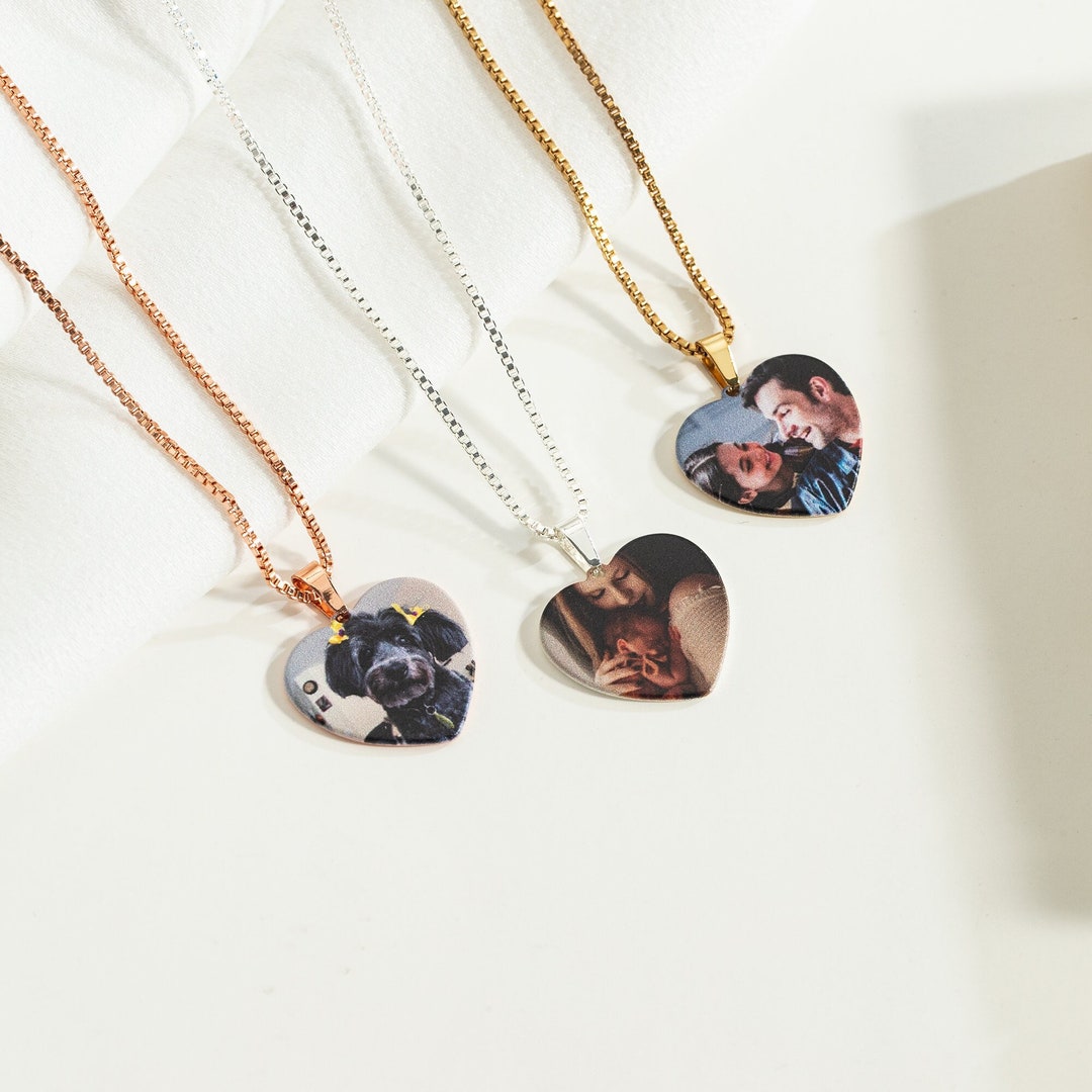Custom Heart Necklace With Your Picture,engraved Name Necklace ...