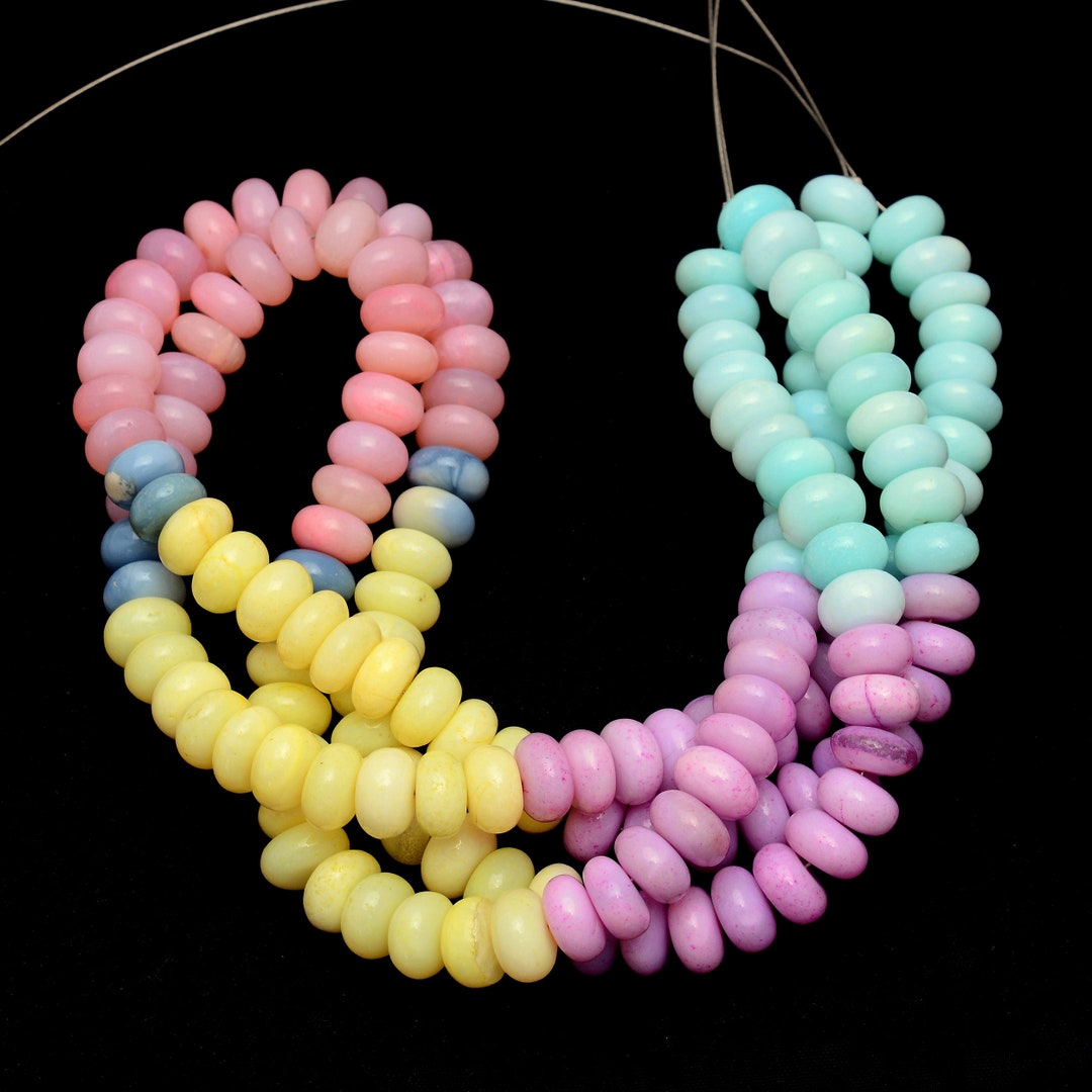 Buy Multi Color Opal Gemstone Smooth Rondelle Beads, 16" 9-9.5MM Opal ...