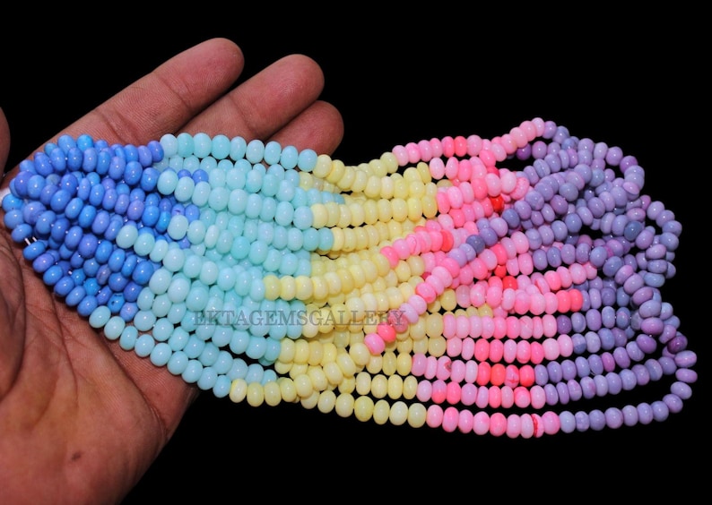 Beautiful Rainbow Opal Rondelle Beads: Smooth Gemstone Jewelry Making ...