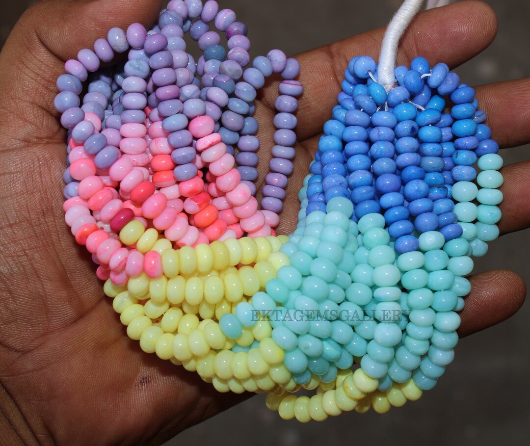Beautiful Rainbow Opal Rondelle Beads: Smooth Gemstone Jewelry Making ...