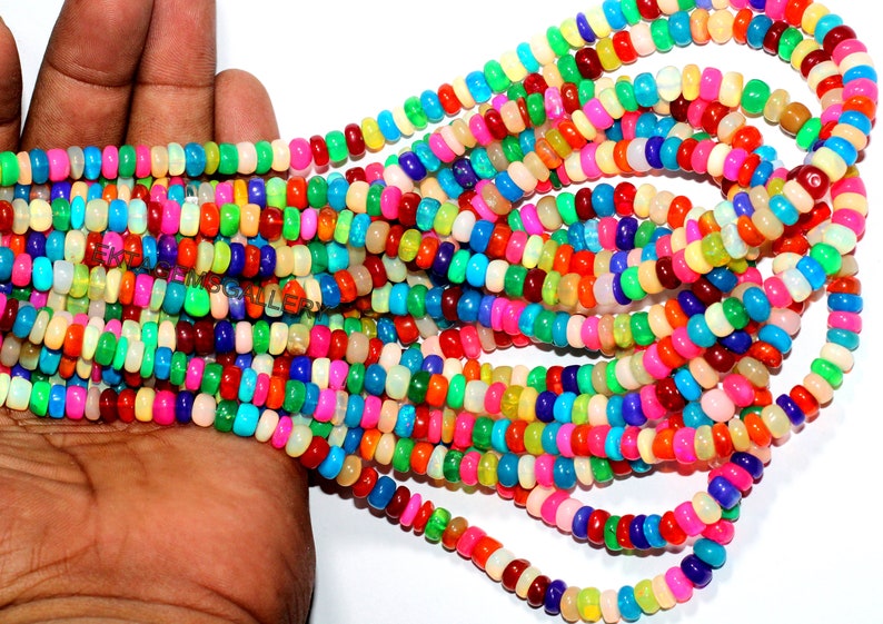 Rainbow Ethiopian Opal Rondelle Beads: 7mm Handmade Jewelry Making - Etsy