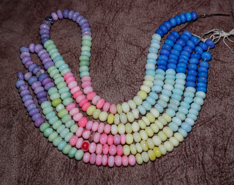 Rainbow Opal Rondelle Beads: 7mm Smooth Gemstone Jewelry Making, 16 ...