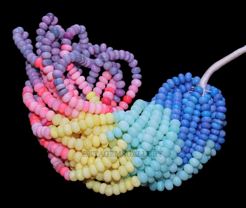 Beautiful Rainbow Opal Rondelle Beads: Smooth Gemstone Jewelry Making ...