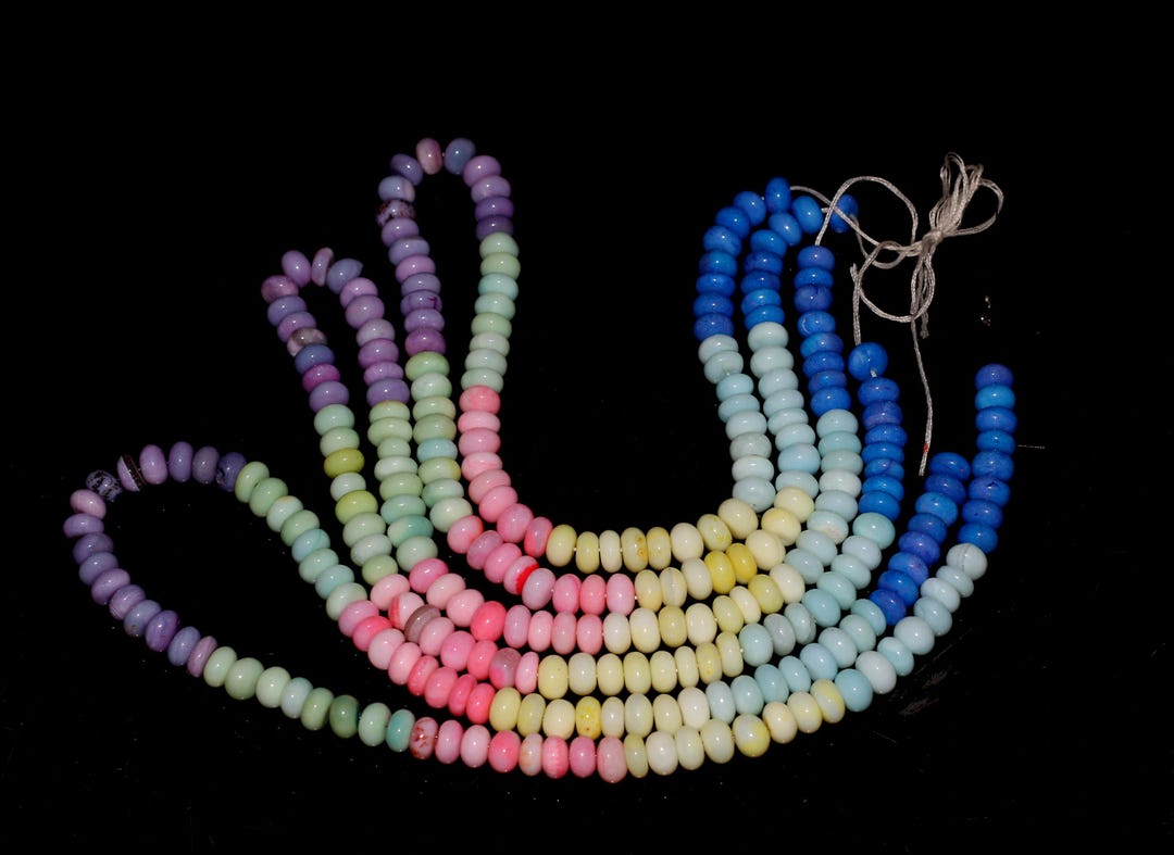 Rainbow Opal Rondelle Beads: 7mm Smooth Gemstone Jewelry Making, 16 ...