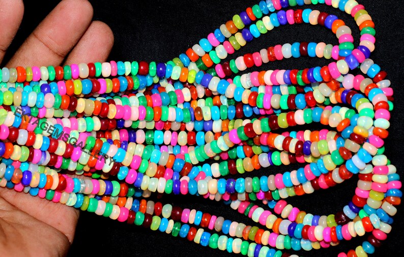 Rainbow Ethiopian Opal Rondelle Beads: 7mm Handmade Jewelry Making - Etsy