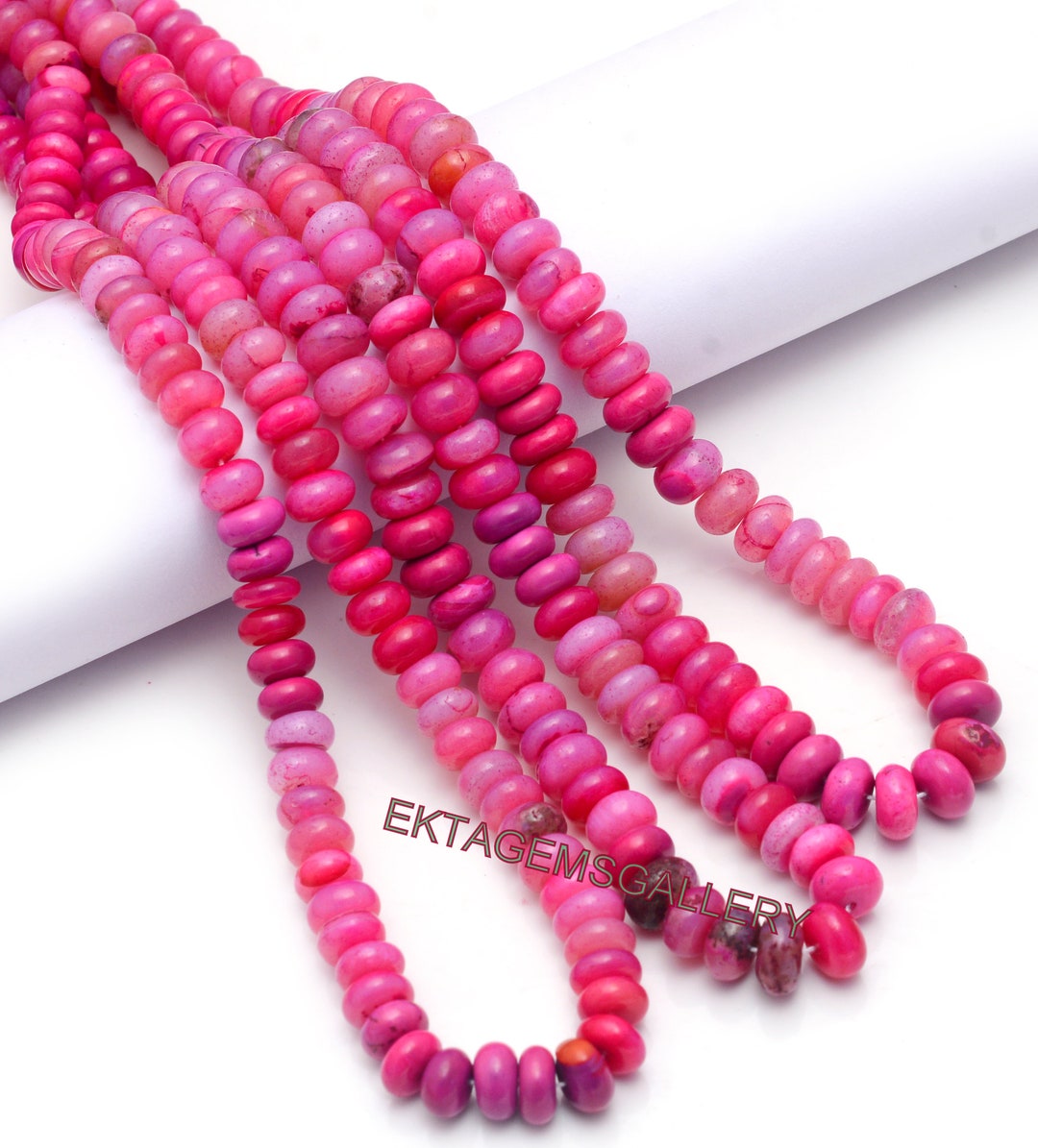 Ruby Pink Color Opal Gemstone Smooth Rondelle Beads,16 8-9MM Smooth ...