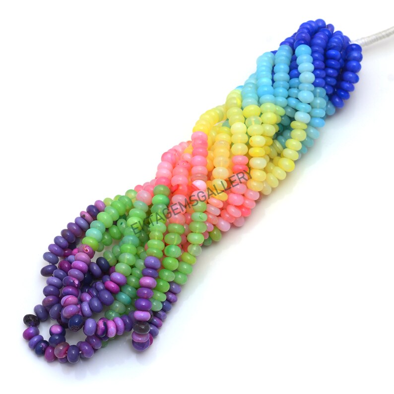 Rainbow Opal Rondelle Beads: 7mm Smooth Gemstone Jewelry Making, 16 ...
