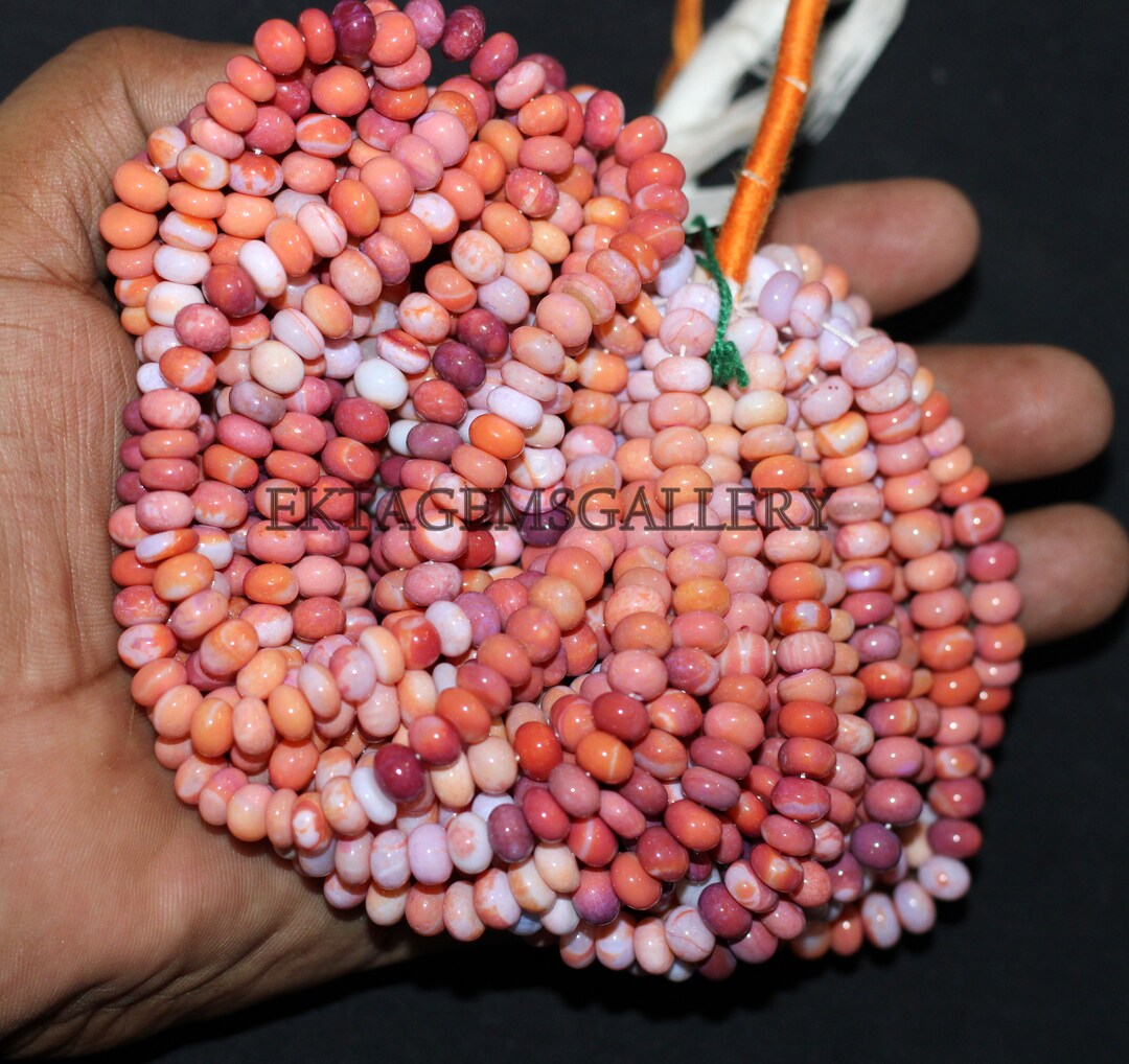 Buy AAA Quality Peach Orange Opal Gemstone Smooth Rondelle Online in ...