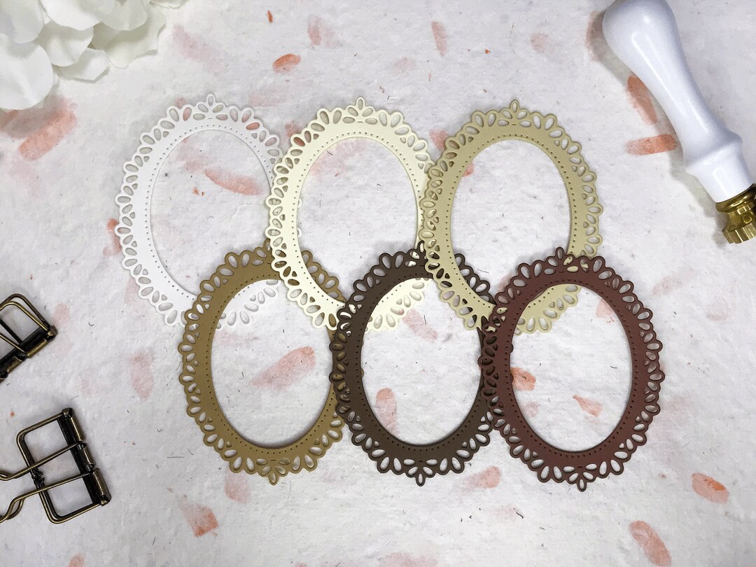 Intricate Oval Frame Die Cut Set, Paper Cardstock Diecuts, Journaling ...