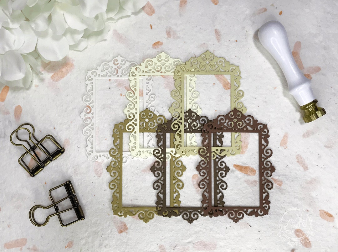Intricate Rectangular Frame Die Cut Set, Paper Cardstock Diecuts ...
