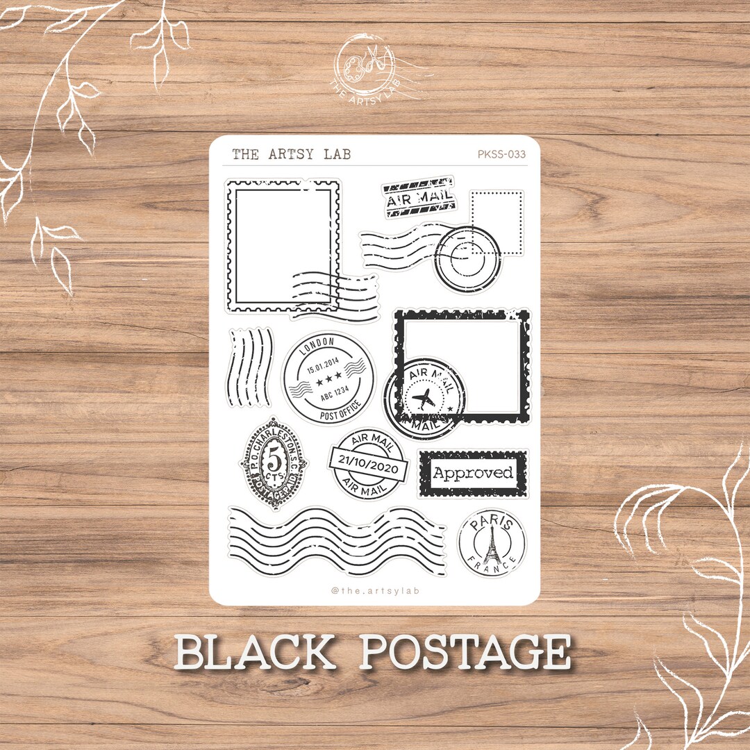 Mail Postage Post Stamps Sticker Sheet, Aesthetic Stickers for Planner ...