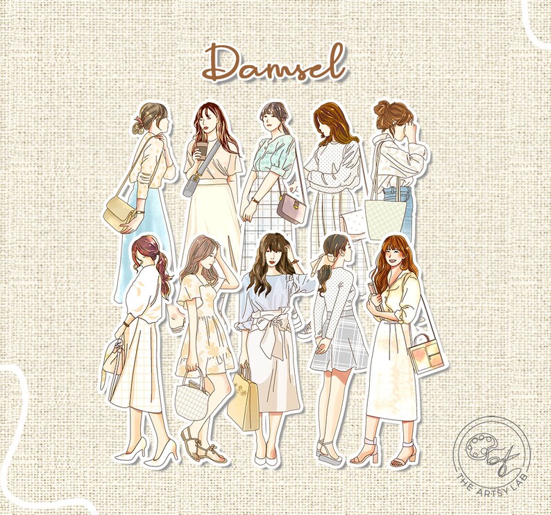 Damsel Girl Sticker Aesthetic Vintage Die-cut Sticker - Etsy