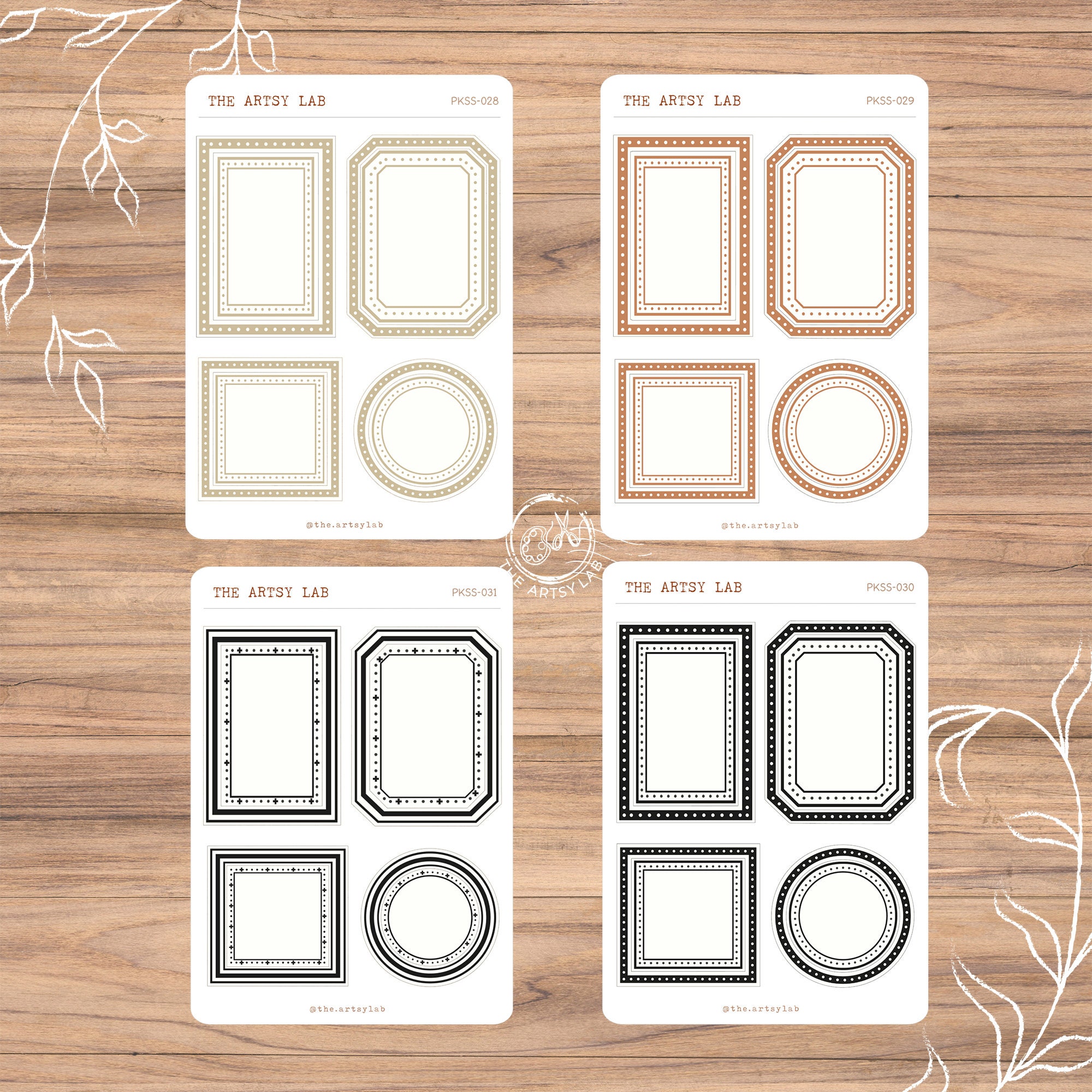 Basic Frames Borders Sticker Sheet, Aesthetic Stickers for Planner ...