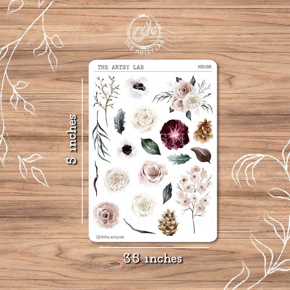 Flower Sticker Sheet, Botanical, Floral, Aesthetic Stickers for Planner ...