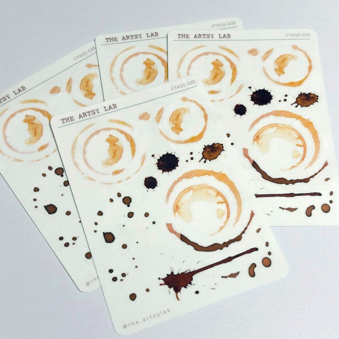 Coffee Stains Sticker Sheet, Aesthetic Stickers for Planner, Journal ...
