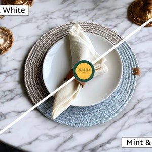 15" Double Color Round Placemat Set | 12" Two Color Cotton Rope Table ...