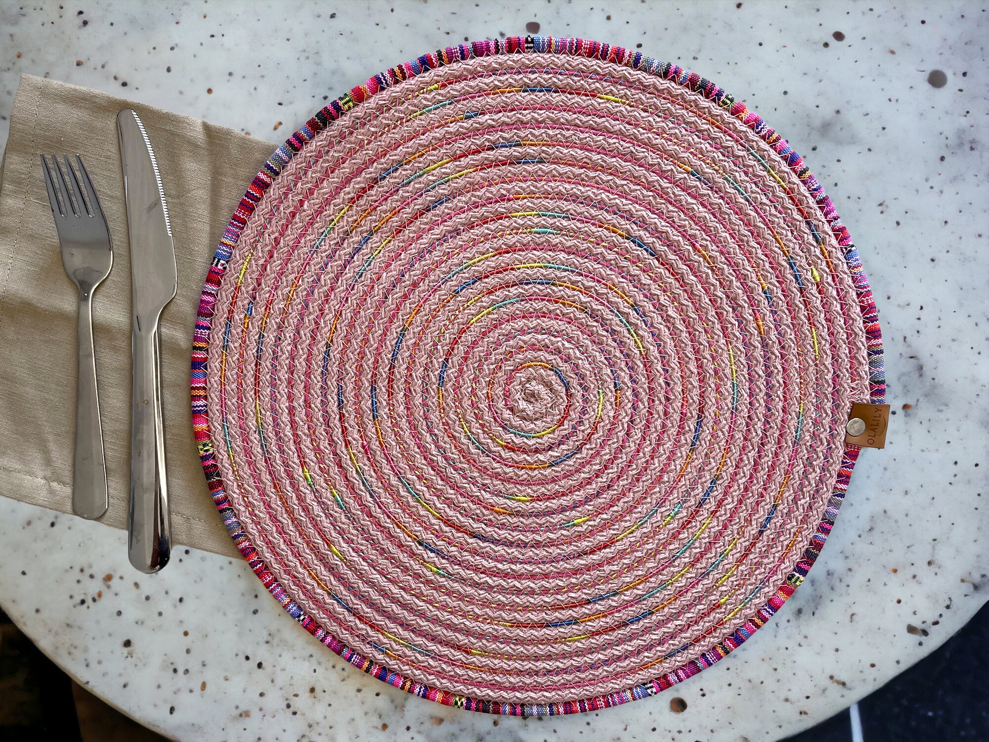Colorful Round Placemats Set of 4 Handmade Braided Dining Mat - Etsy