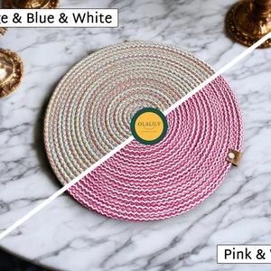 15" Double Color Round Placemat Set | 12" Two Color Cotton Rope Table ...