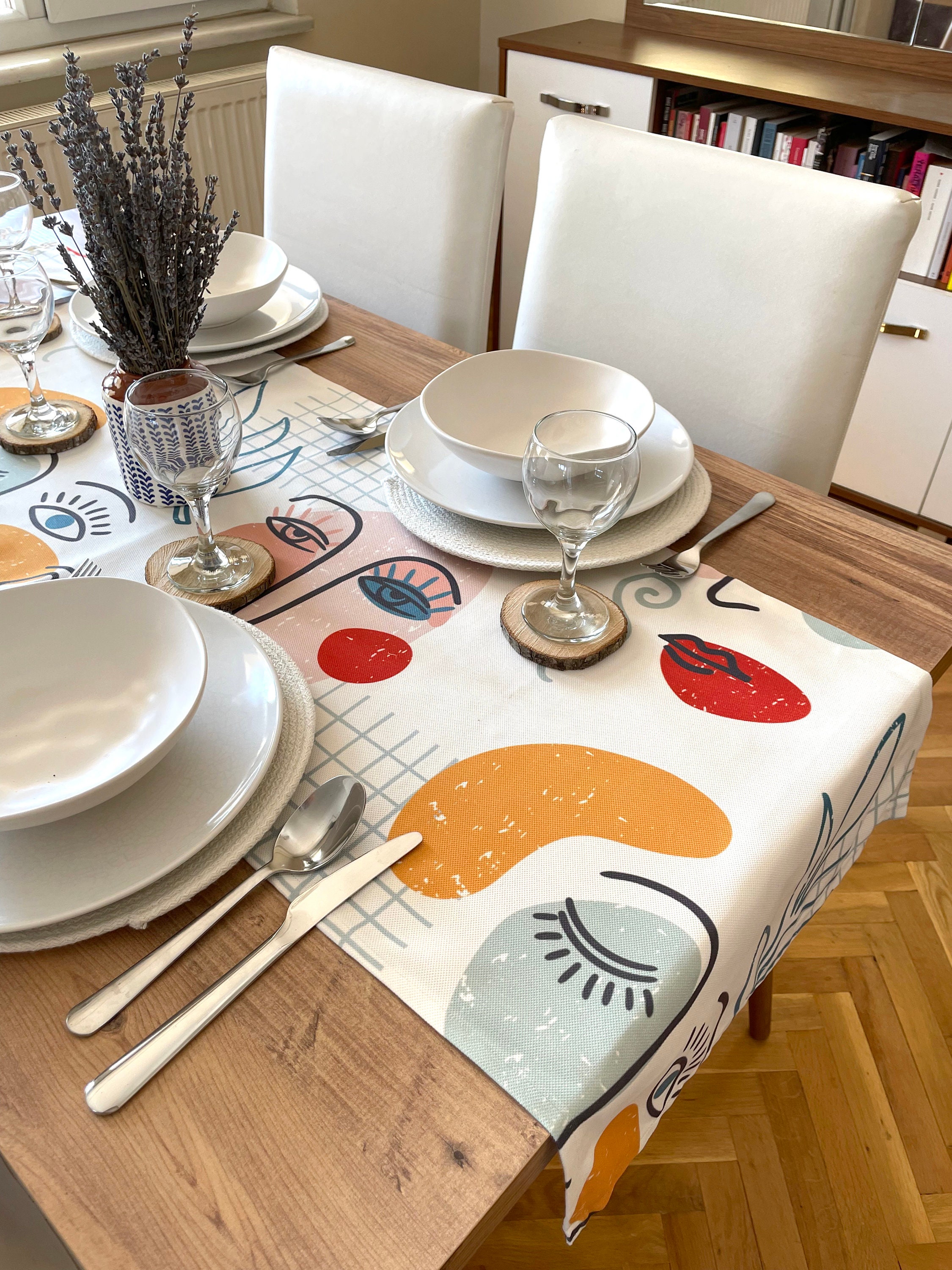 Contemporary Portrait Table Runner | Abstract Face Painting | Modern ...
