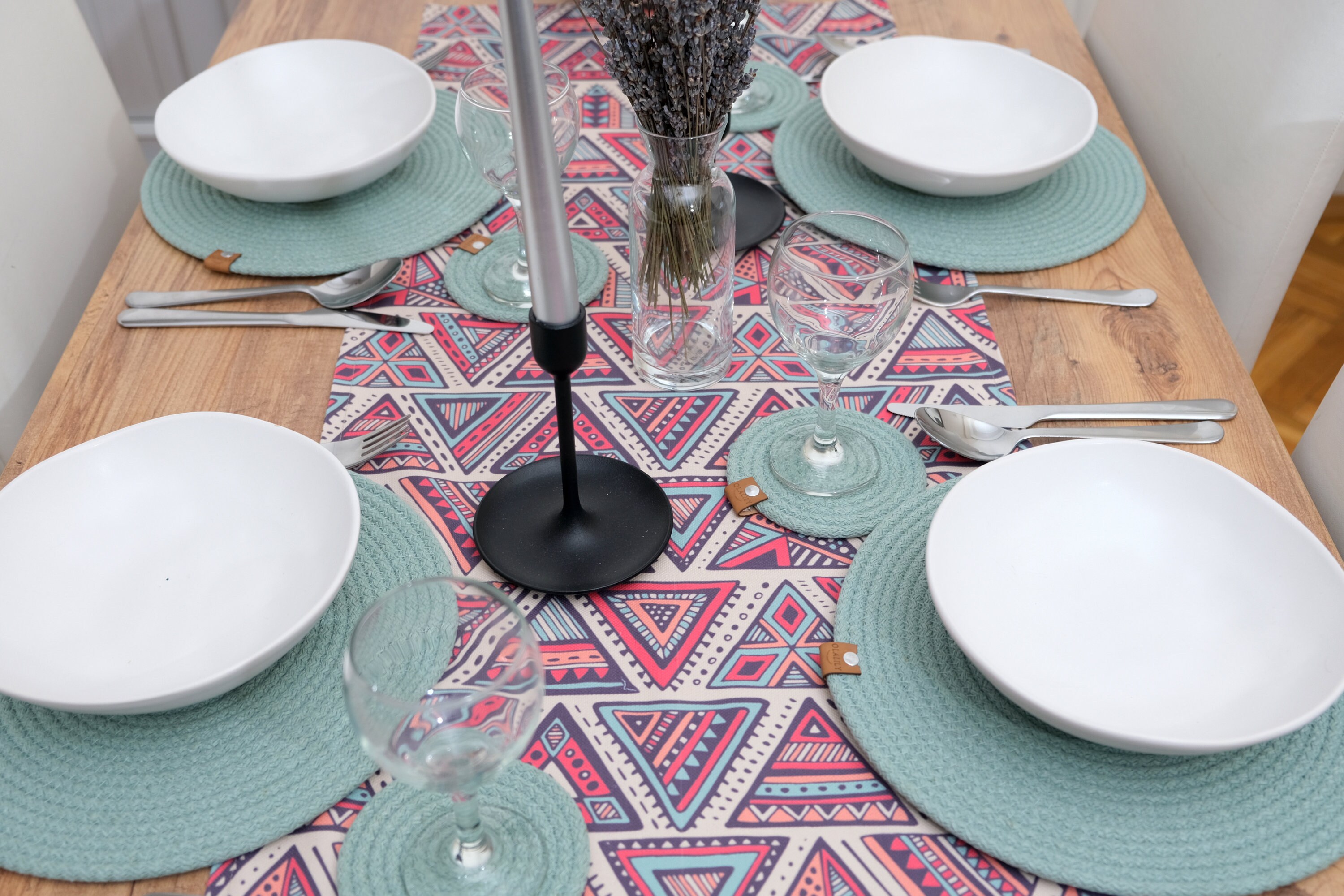Colorful Triangle Table Runner Pyramid Patterns Tablecloth - Etsy