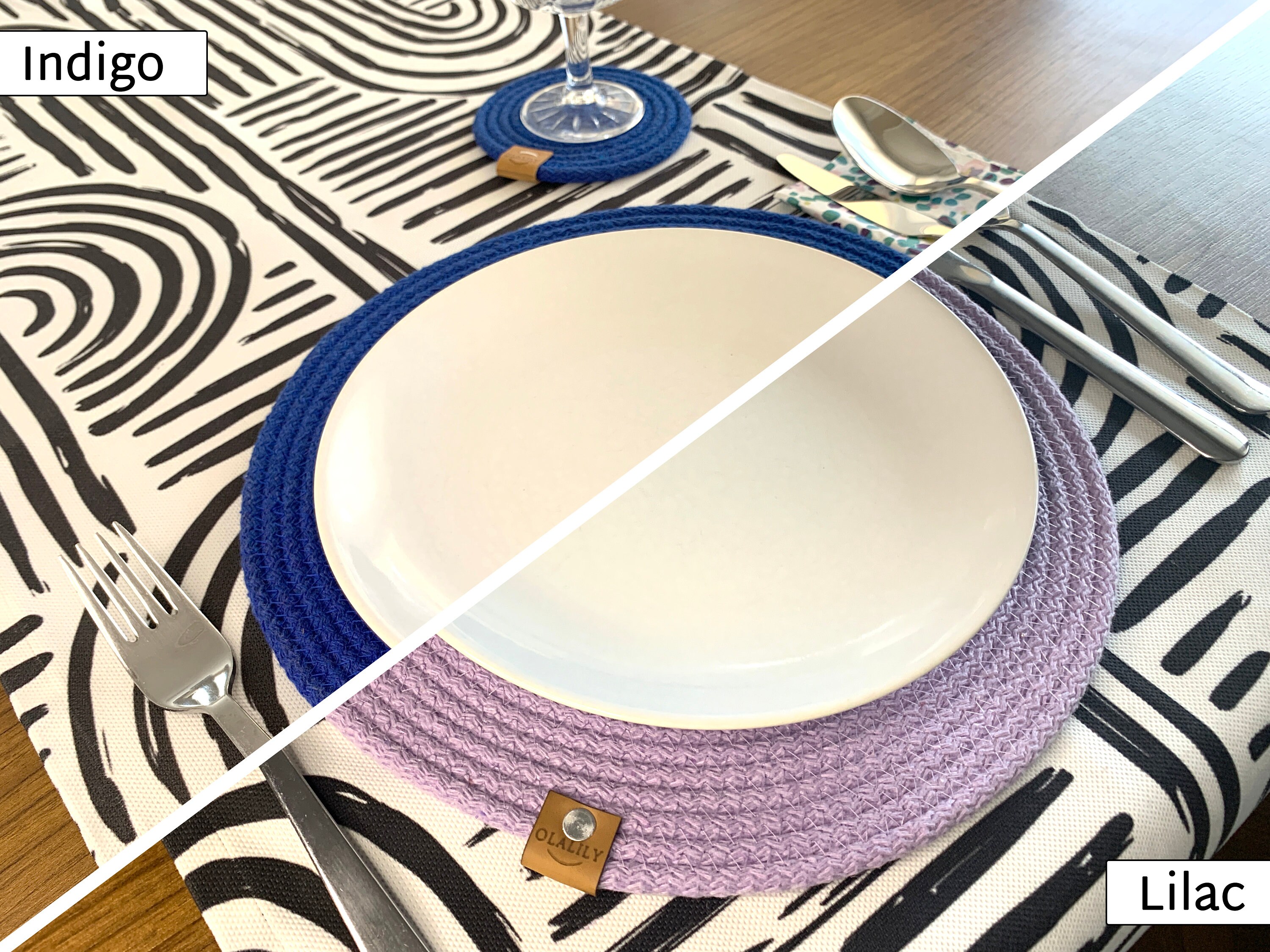 Set of 6 Rope Placemat Round Table Mat 16 Different Color - Etsy