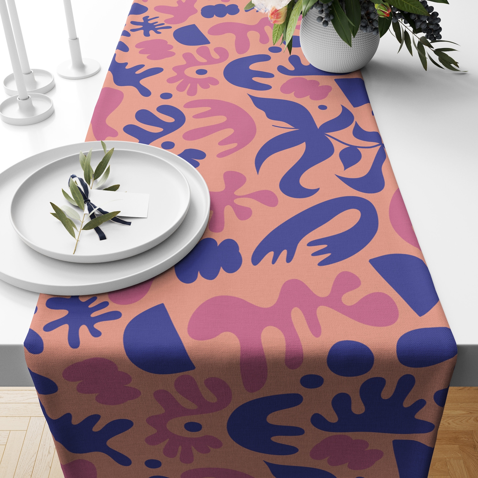 Matisse Table Runner | Abstract Shape Table Decoration | Dining Table ...