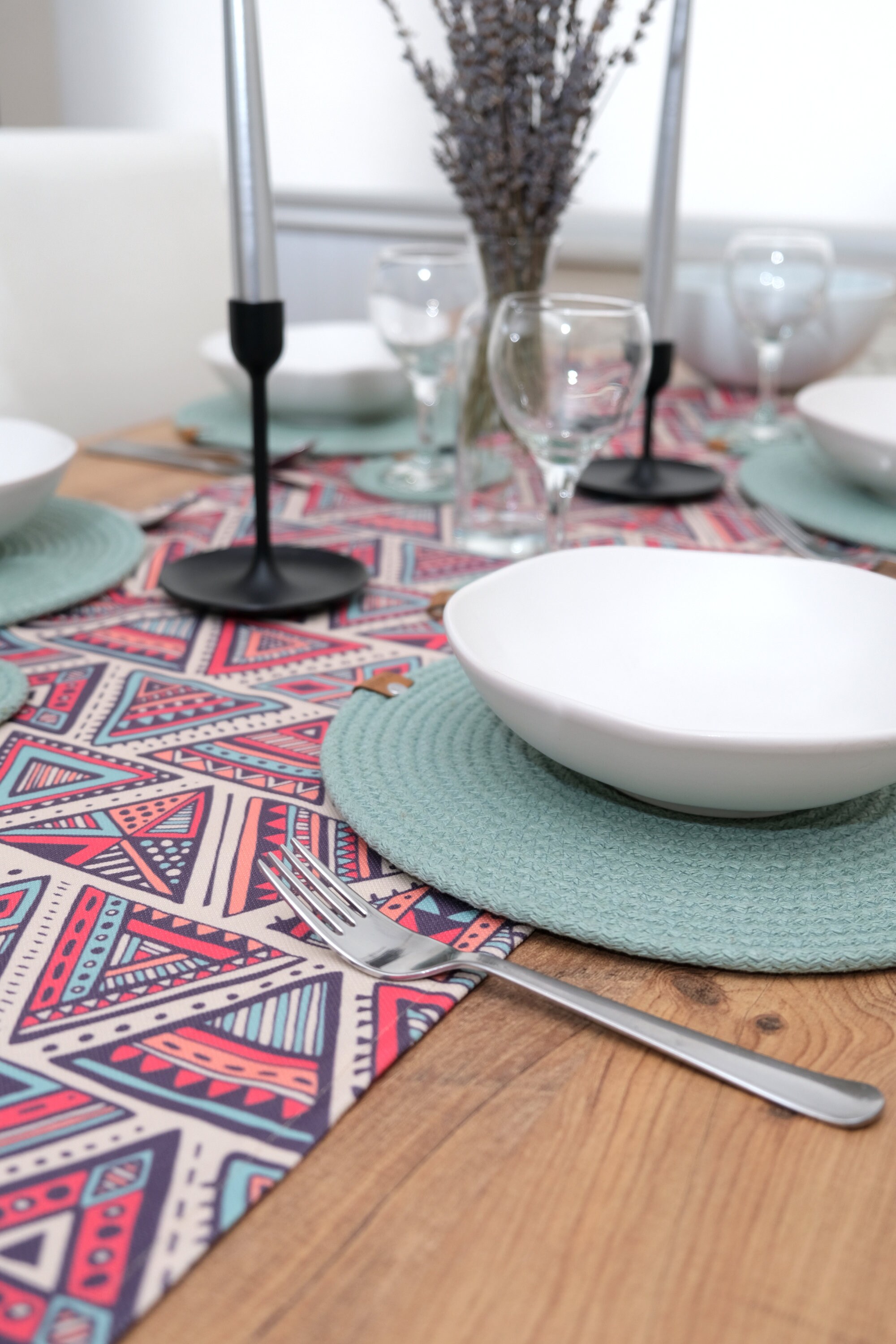 Colorful Triangle Table Runner Pyramid Patterns Tablecloth - Etsy