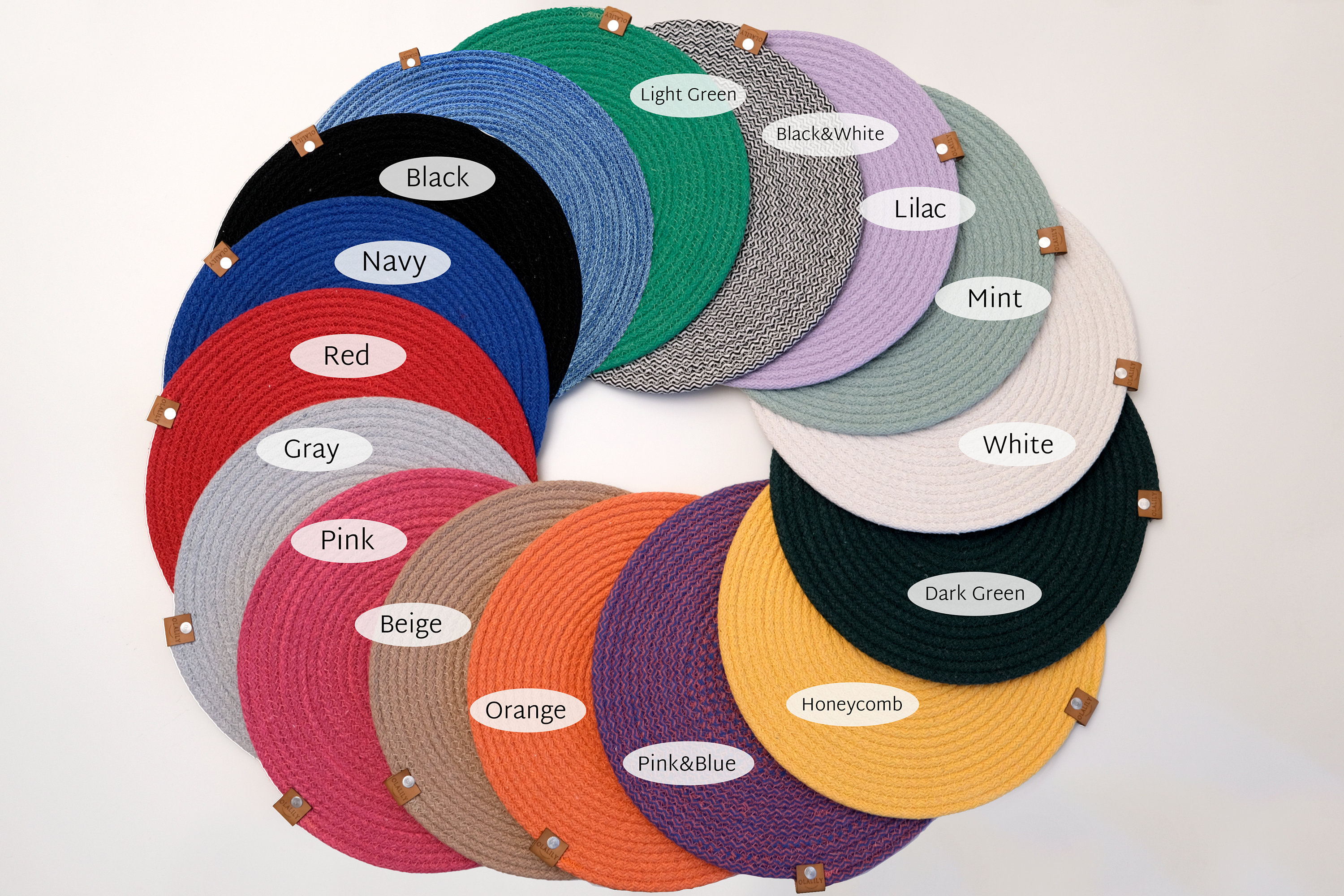 15 Large Round Placemats Set of 4,6 Rope Table Mat Round Drink Coaster ...