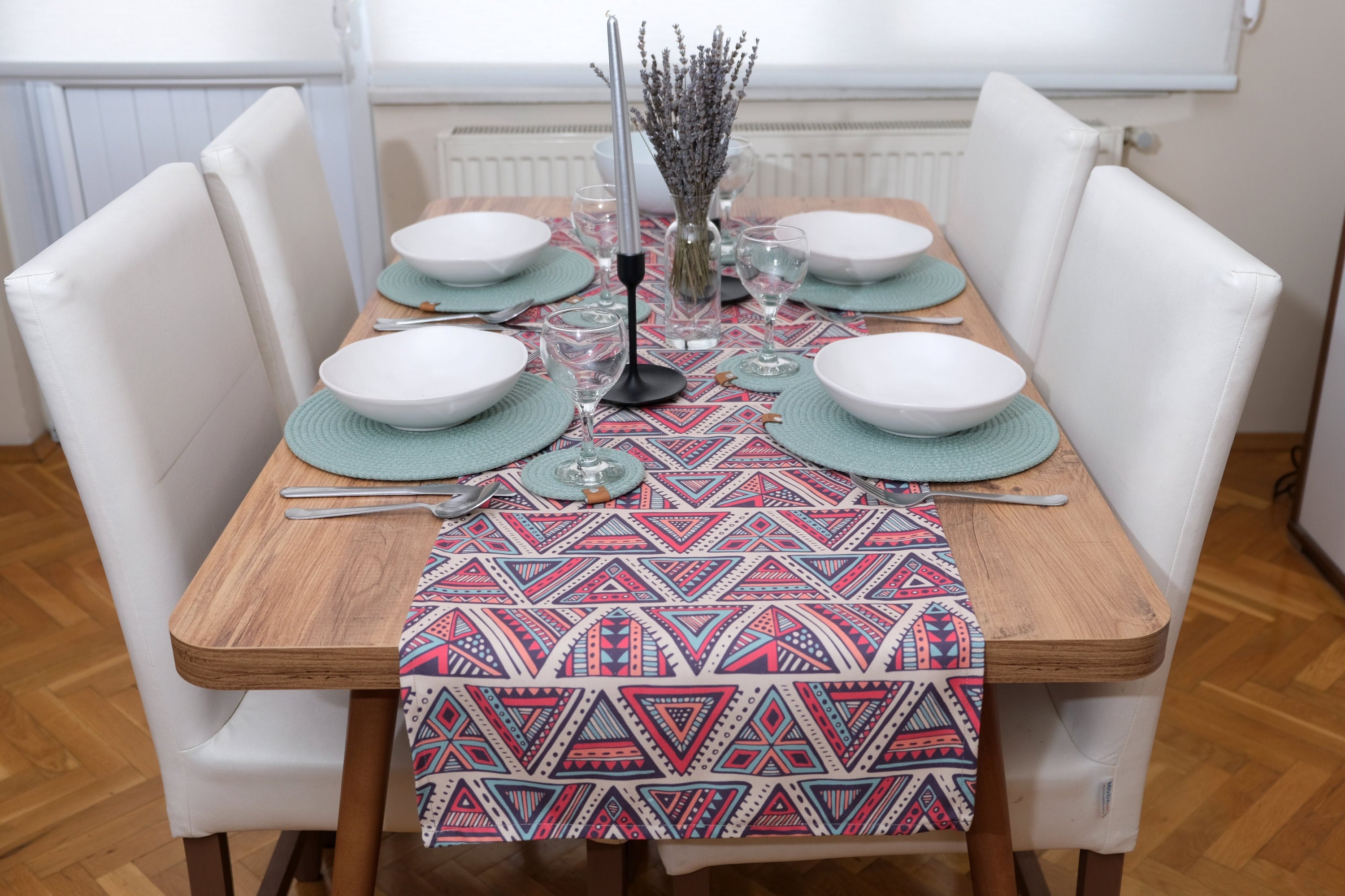 Colorful Triangle Table Runner Pyramid Patterns Tablecloth - Etsy