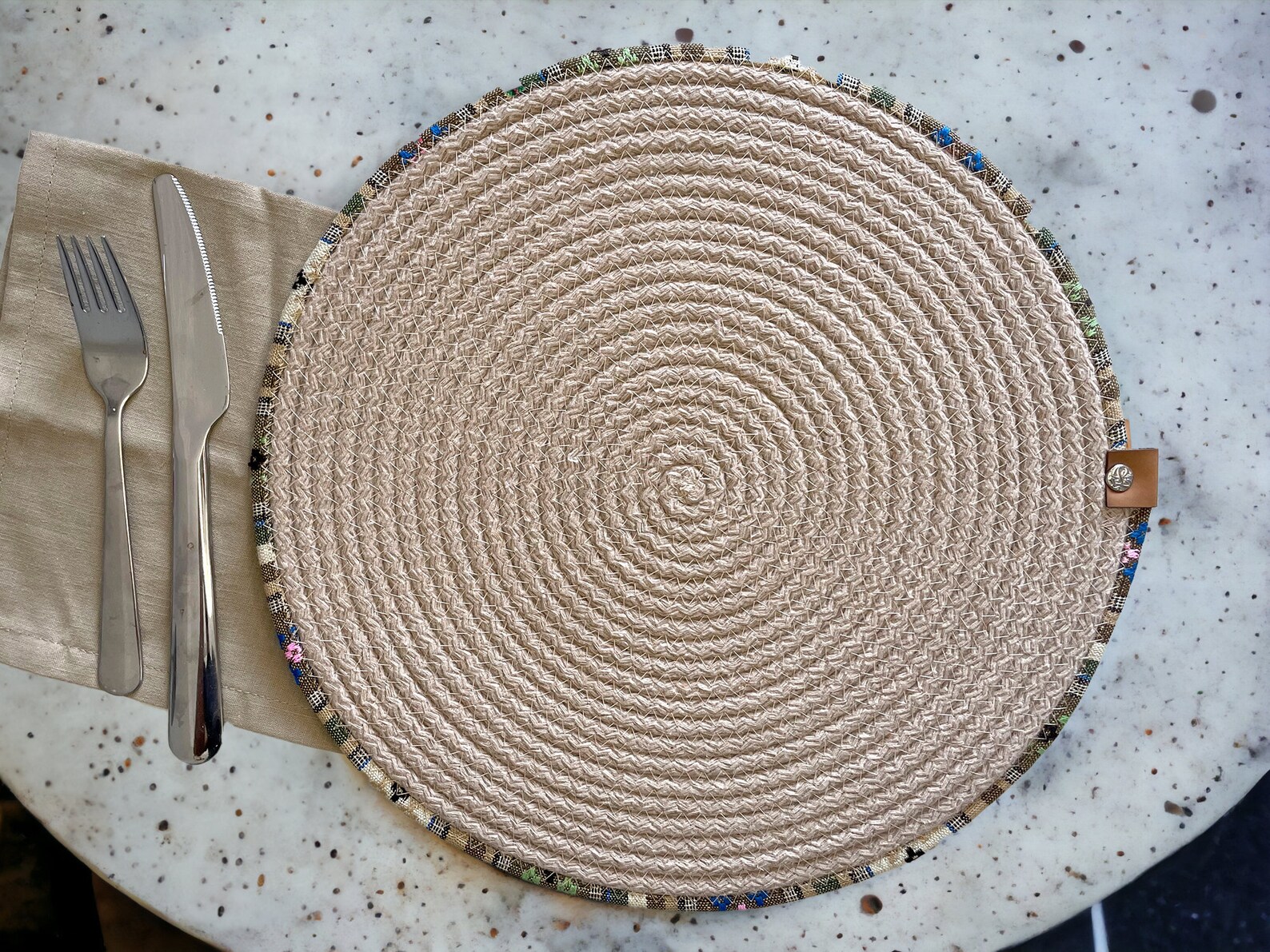 Colorful Round Placemats Set of 4, Handmade Braided Dining Mat in Lilac ...