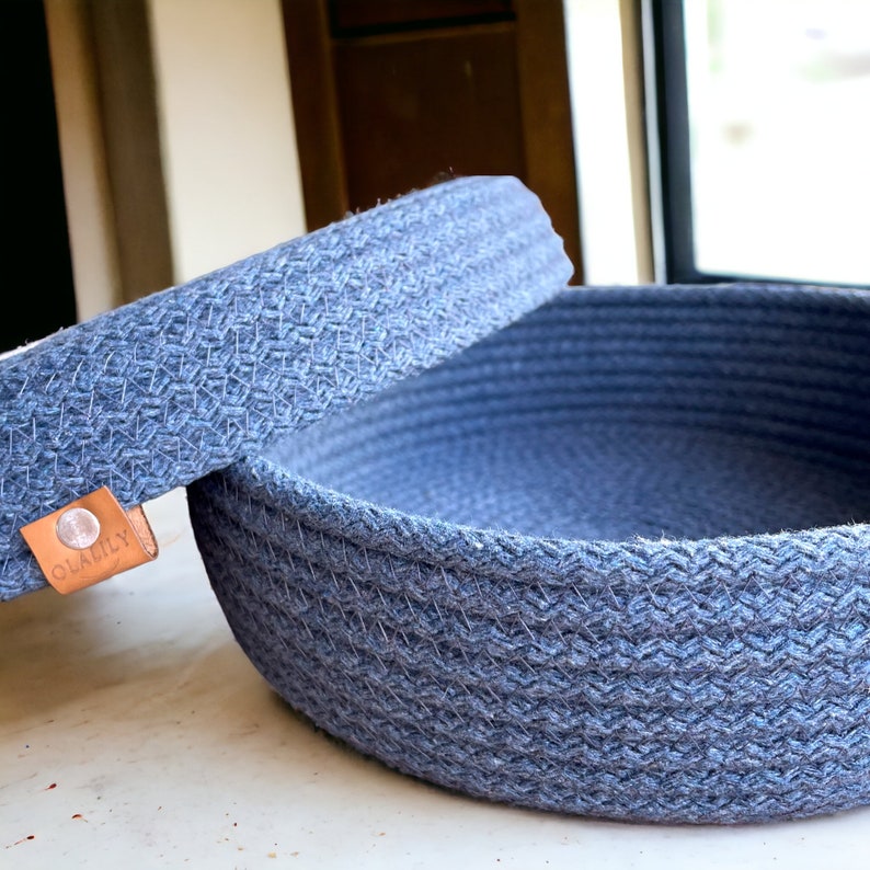 Navy Blue Basket With Lid, Round Turkish Evil Eye Greek Mati Basket ...