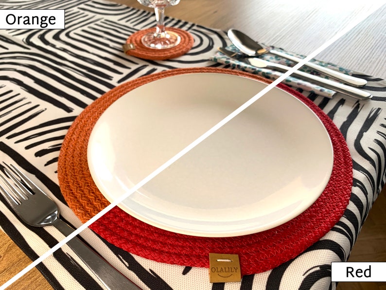 15 Large Round Placemats Set of 4,6 Rope Table Mat Round Drink Coaster ...