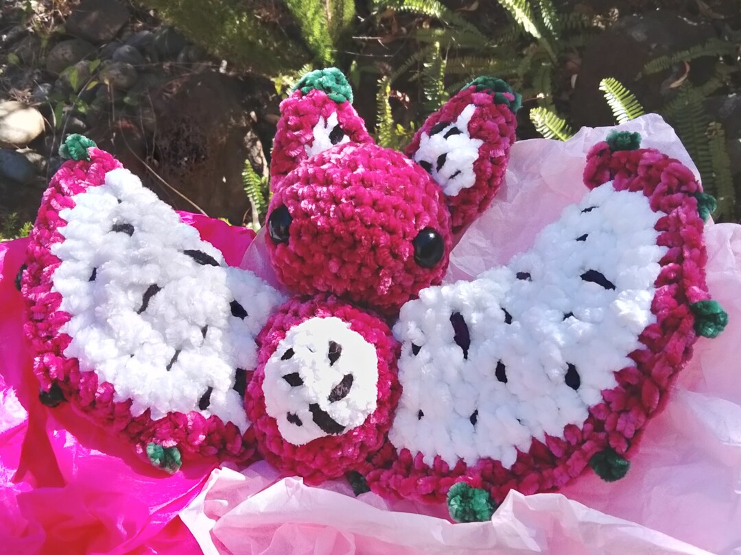 Dragon Fruit Bat Soft Velvet Crochet Amigurumi Handmade Plush Bat - Etsy