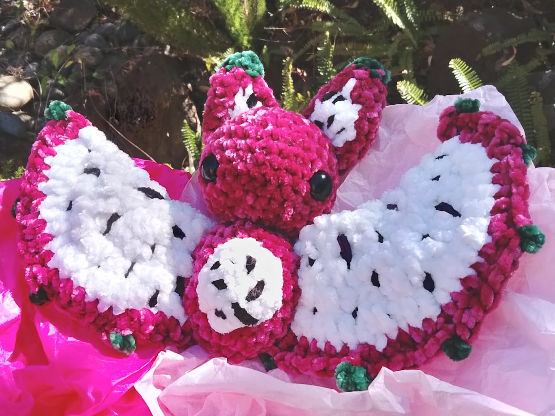 Dragon Fruit Bat Soft Velvet Crochet Amigurumi Handmade - Etsy