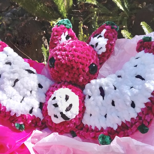Dragon Fruit Bat Soft Velvet Crochet Amigurumi Handmade - Etsy