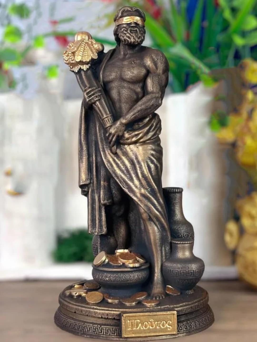 Greek God Plutus Statue – Ancient Greek Mythology Figurine, Wealth God ...