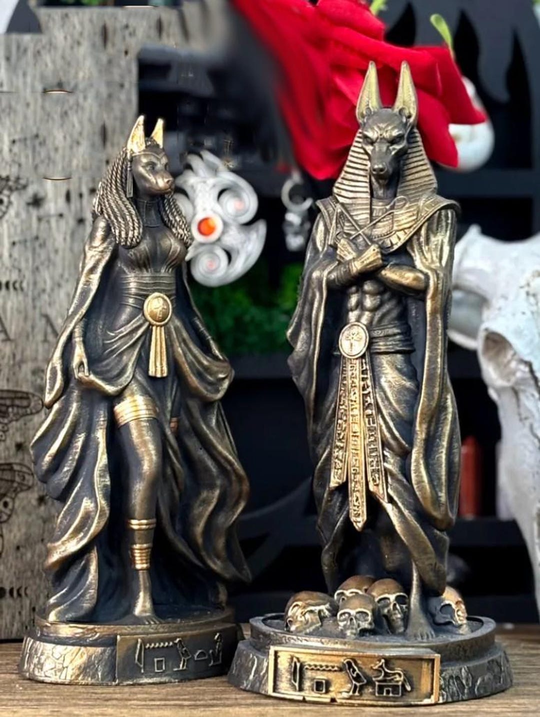 Egyptian Goddess Input & God Anubis Statue Set – Ancient Egypt Altar ...