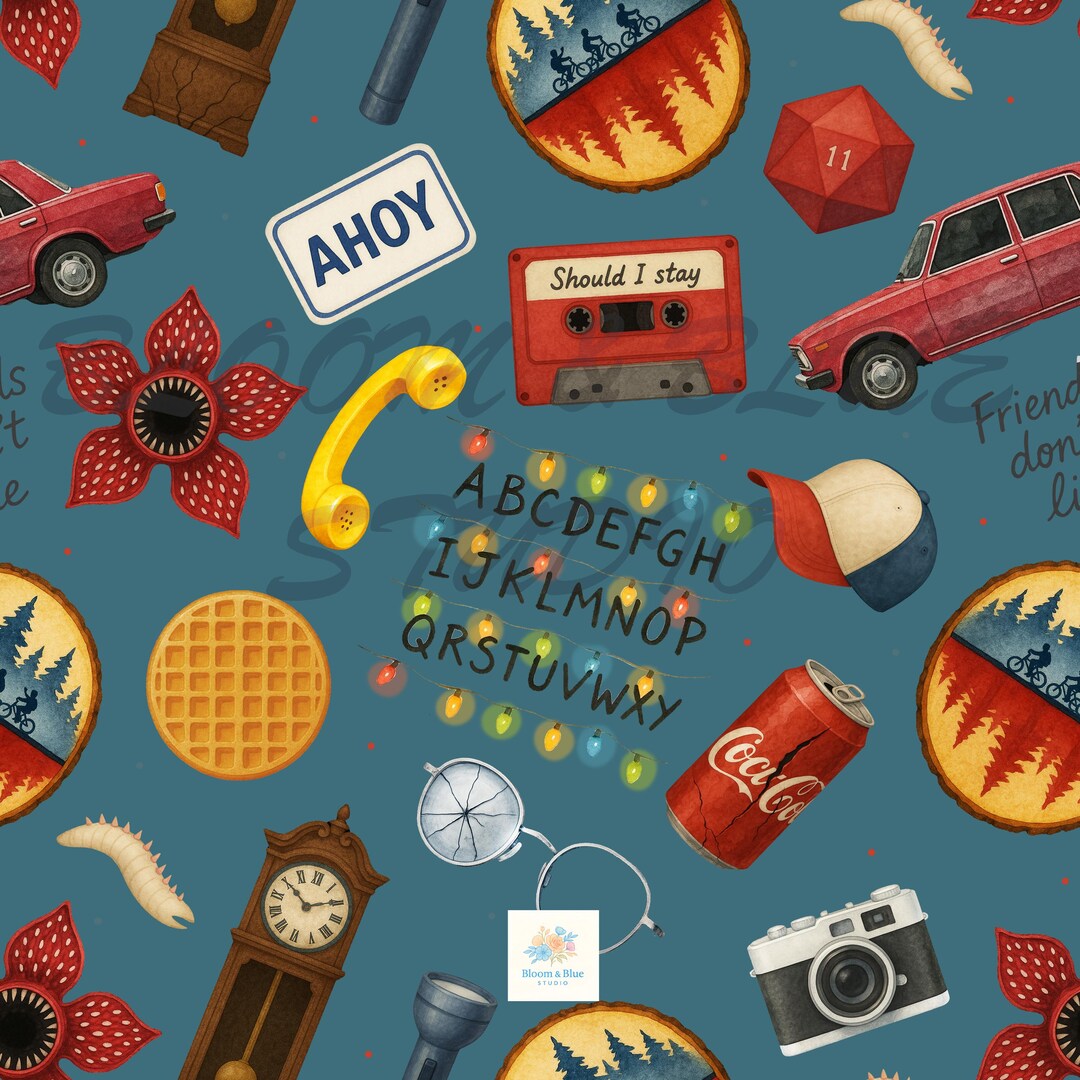 Stranger Things Seamless Pattern – Hawkins 80s Digital Repeat Printable ...