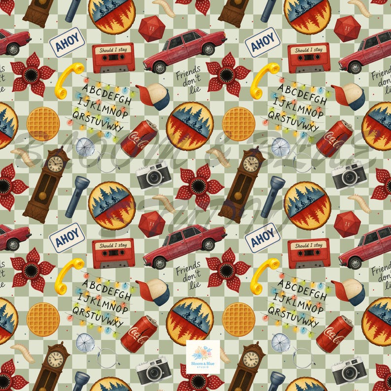 Stranger Things Seamless Pattern – Hawkins 80s Digital Repeat Printable ...
