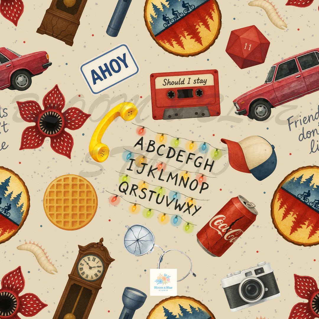 Stranger Things Digital Seamless Print – Upside Down Inspired 80s ...