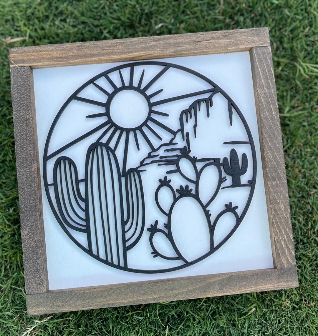 Desert Sign, Arizona Sign, Cactus Sign, Cactus Decor, Mountain ...