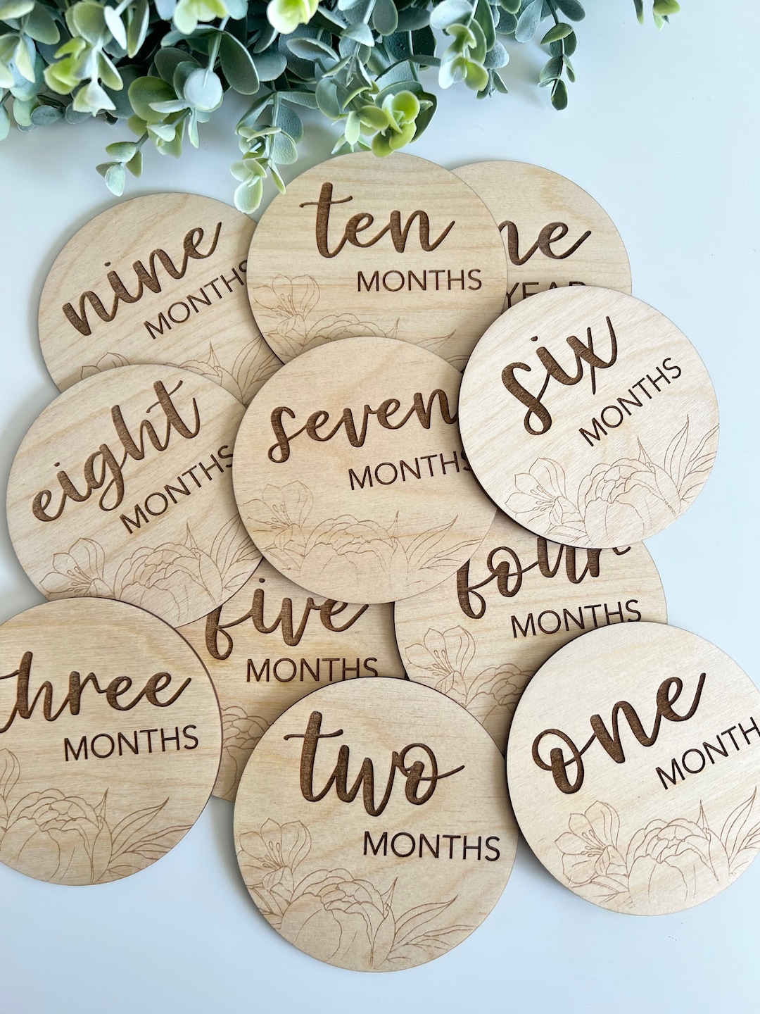 Monthly Milestone Plaque, Baby Monthly Plaques, Baby Monthly Rounds ...