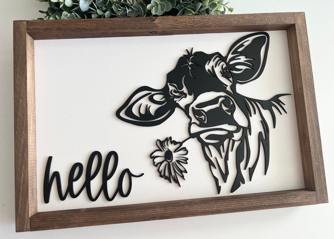 Cow Welcome Sign, Cow Sign, Cow, Cow Decor, Cow Welcome, Cow Wood Sign ...
