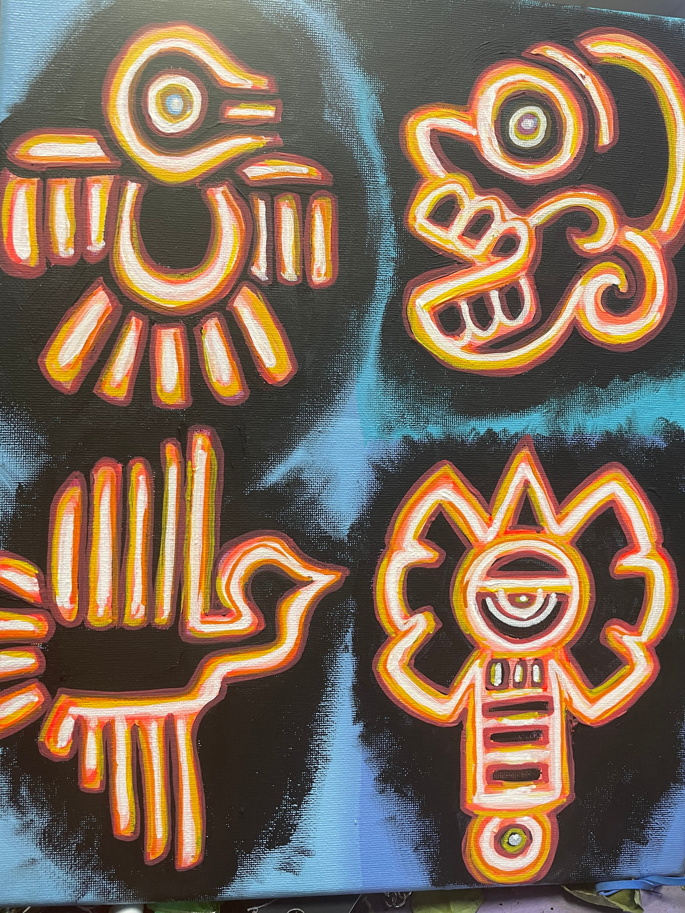 Neon Aztec Painted Symbols - Etsy