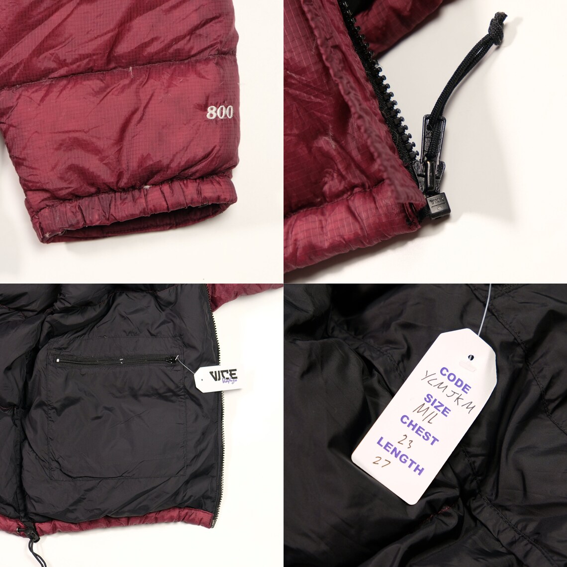 The North Face Nuptse 800 Vintage Burgundy Puffer Jacket Medium/large ...