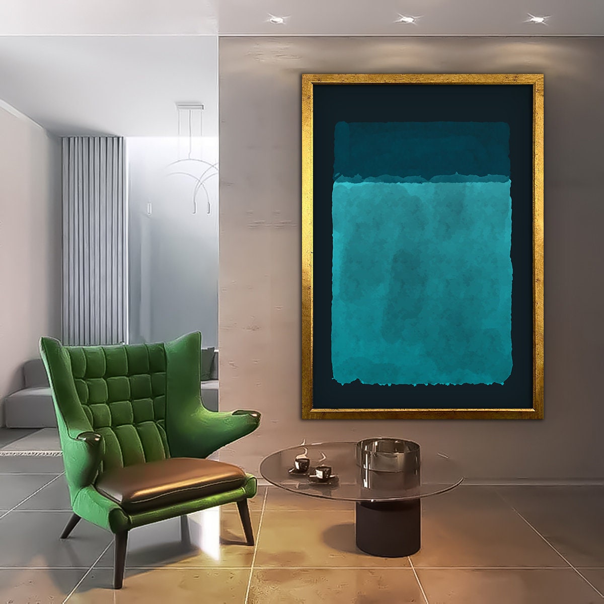 Mark Rothko White And Greens In Blue