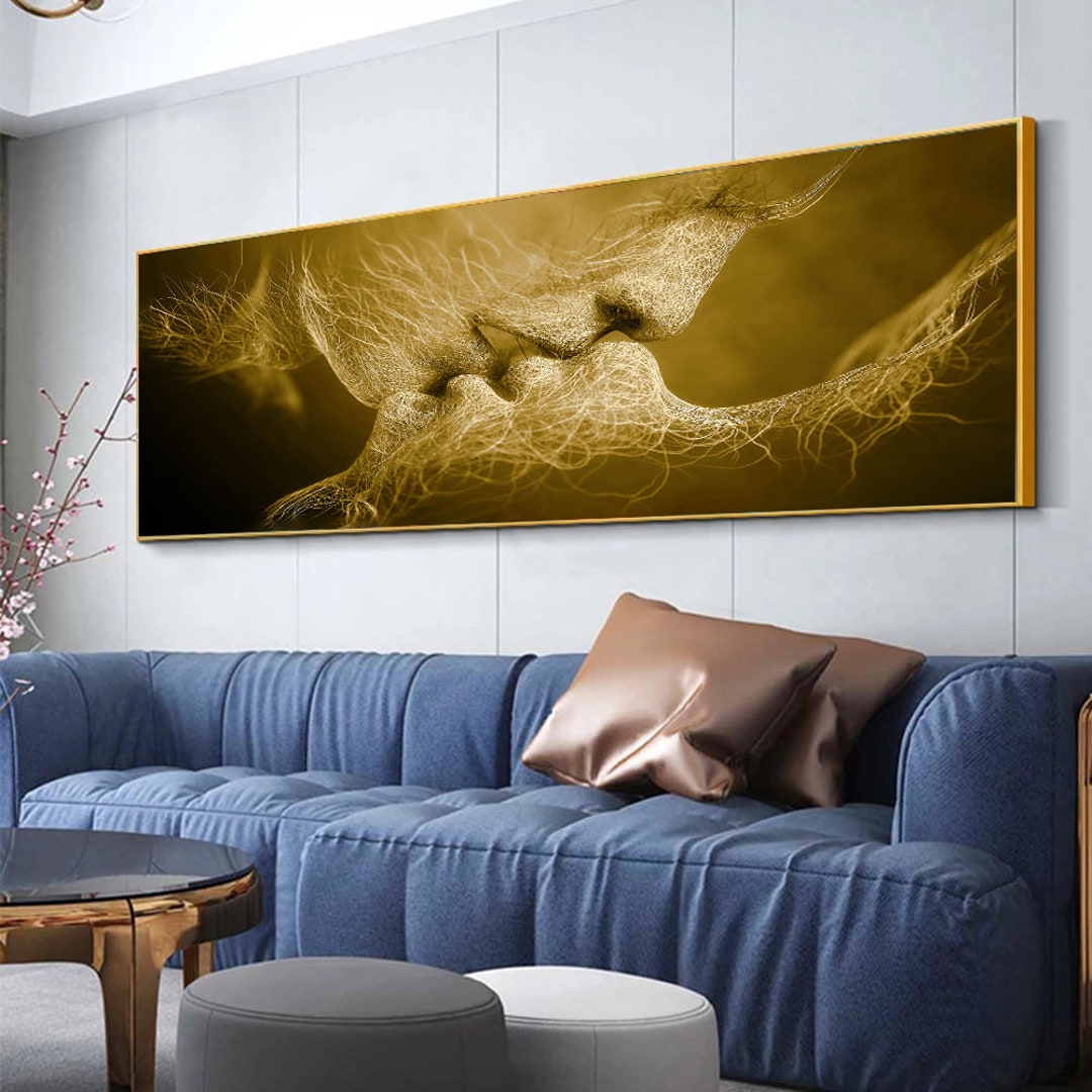 Kiss Couple Canvas Bedroom Decorarion Love Art Canvas - Etsy
